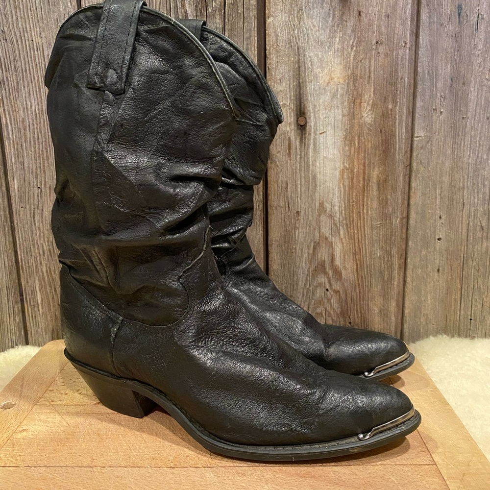 Dingo Black Vintage Slouch Western Cowboy Boots - Gem